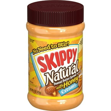 SKIPPY Natural Creamy Peanut Butter with Honey, 6G Protein, 40oz Jar ...