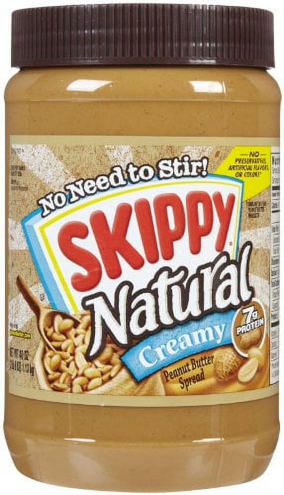 SKIPPY Natural Peanut Butter Spread, Creamy, 7 g protein per serving ...