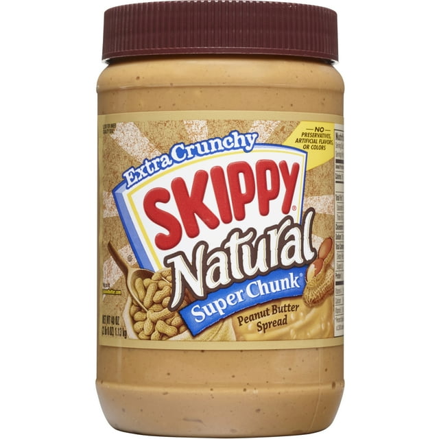 SKIPPY Natural SUPER CHUNKY Peanut Butter Spread, 7G Protein, 40oz Jar ...