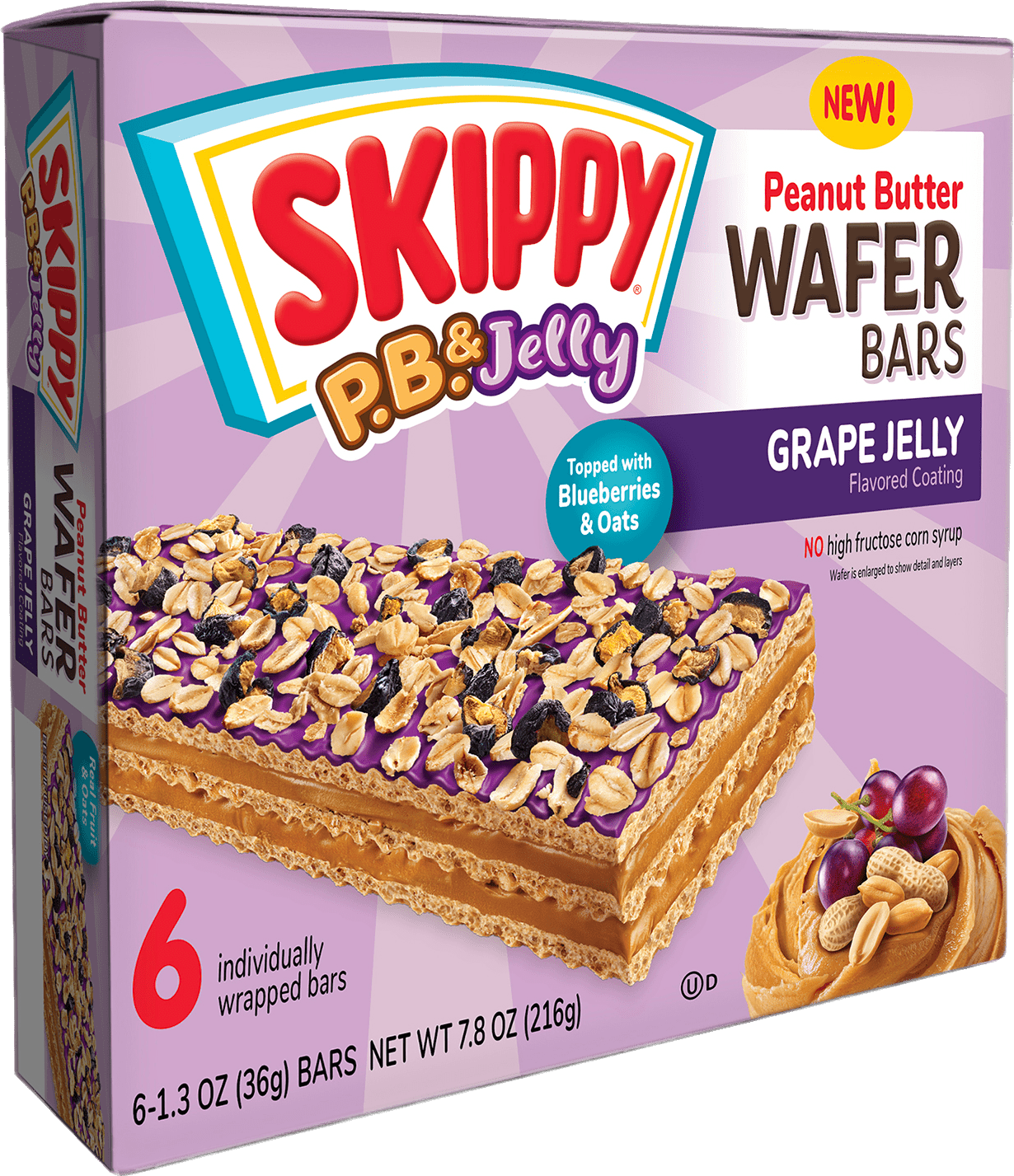 SKIPPY P.B. & Jelly Peanut Butter And Grape Jelly Coated Wafer Bars, 7. ...
