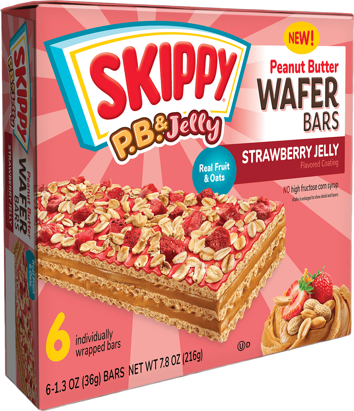 SKIPPY P.B. & Jelly Strawberry Jelly-Coating & Peanut Butter Wafer bars ...