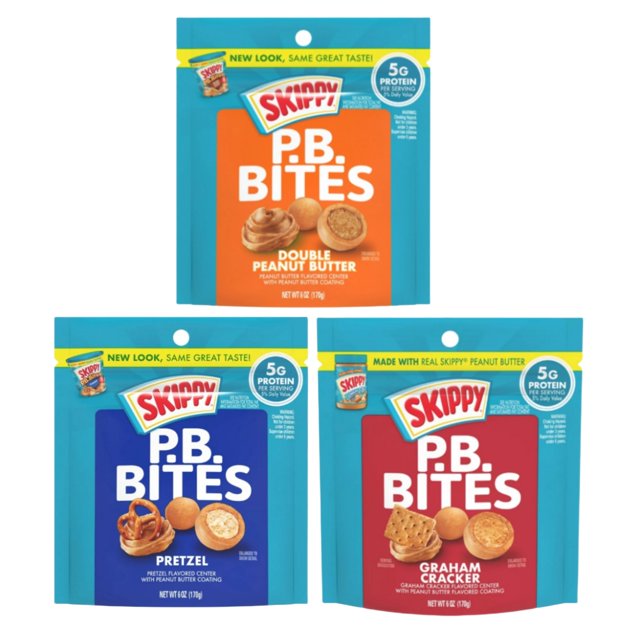SKIPPY PB Bites Double Peanut Butter, Pretzel and Graham- 6 oz each ...