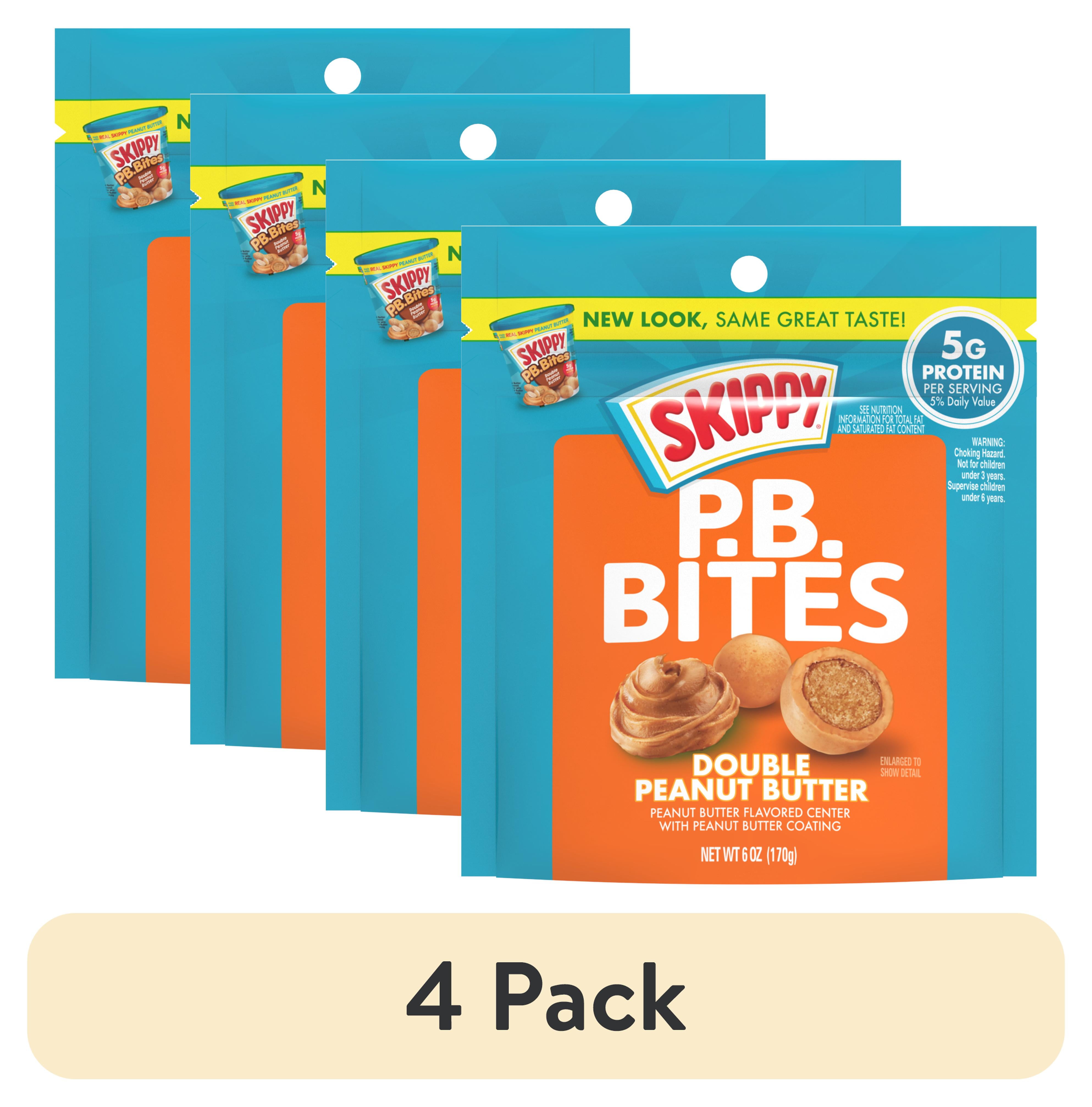 (4 pack) SKIPPY PB Bites Double Peanut Butter Snack, 6 oz Resealable ...