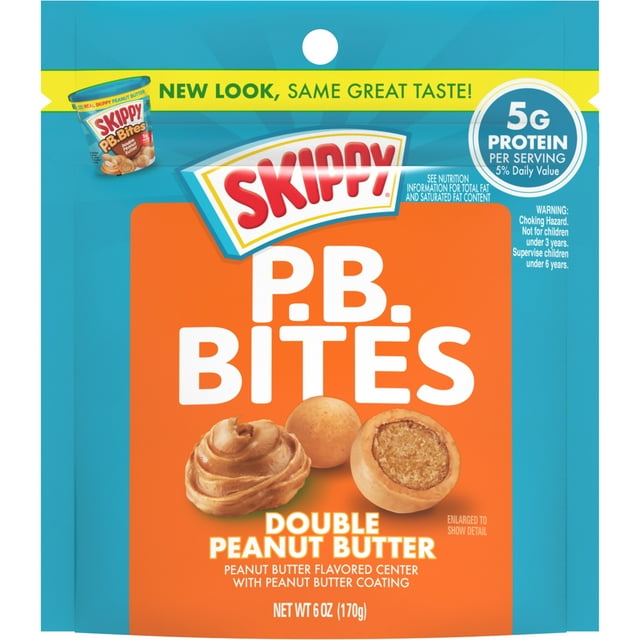 SKIPPY Peanut Butter PB Bites, Double Flavor, 6 oz Resealable Snack ...