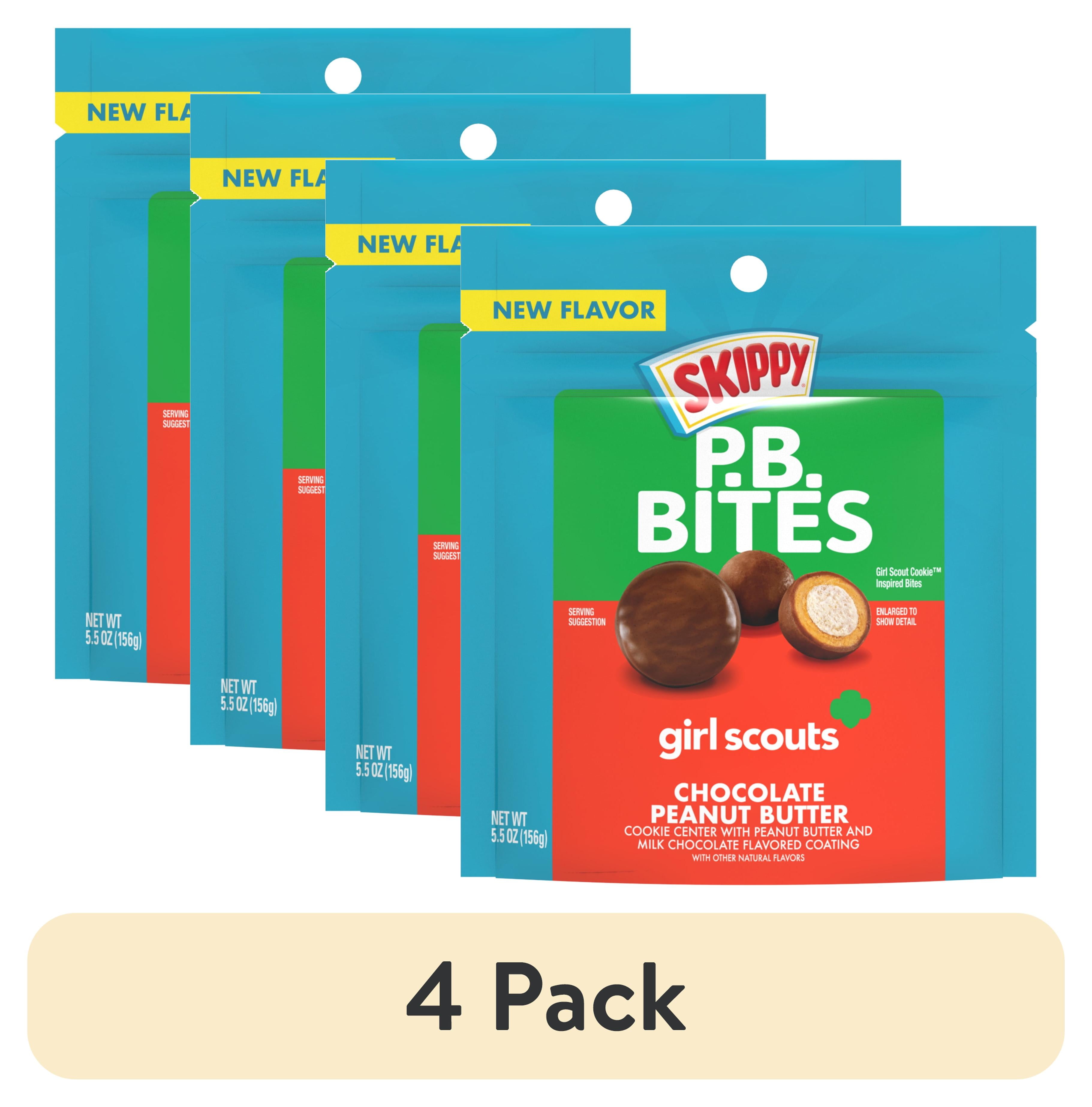 (4 pack) SKIPPY PB Bites Girl Scout Chocolate Peanut Butter Snack ...