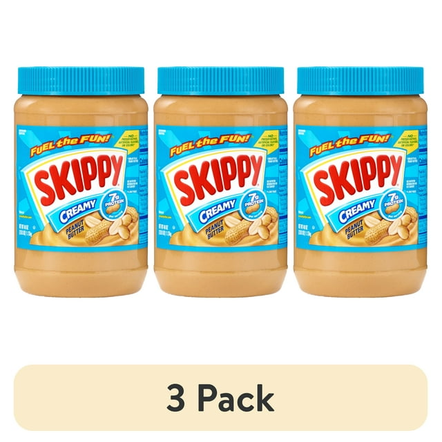 (3 pack) SKIPPY Peanut Butter, Creamy, 7G Protein per Serving, 40 oz ...