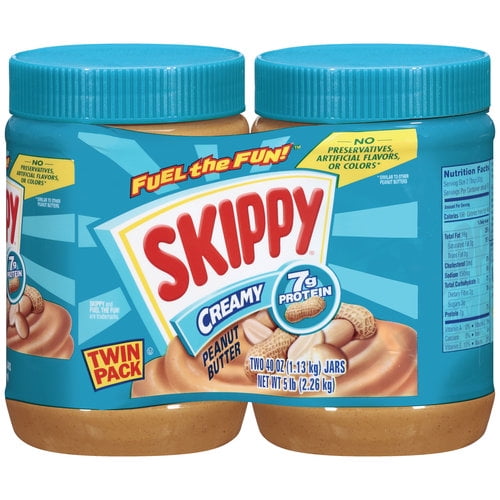 SKIPPY Peanut Butter, Creamy, 7G Protein per Serving, 40 oz Jar Twin ...