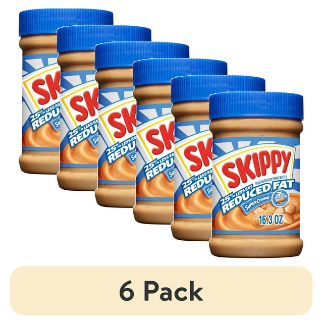 (6 pack) SKIPPY Reduced Fat SUPER CHUNK Peanut Butter, 16.3 oz Jar ...