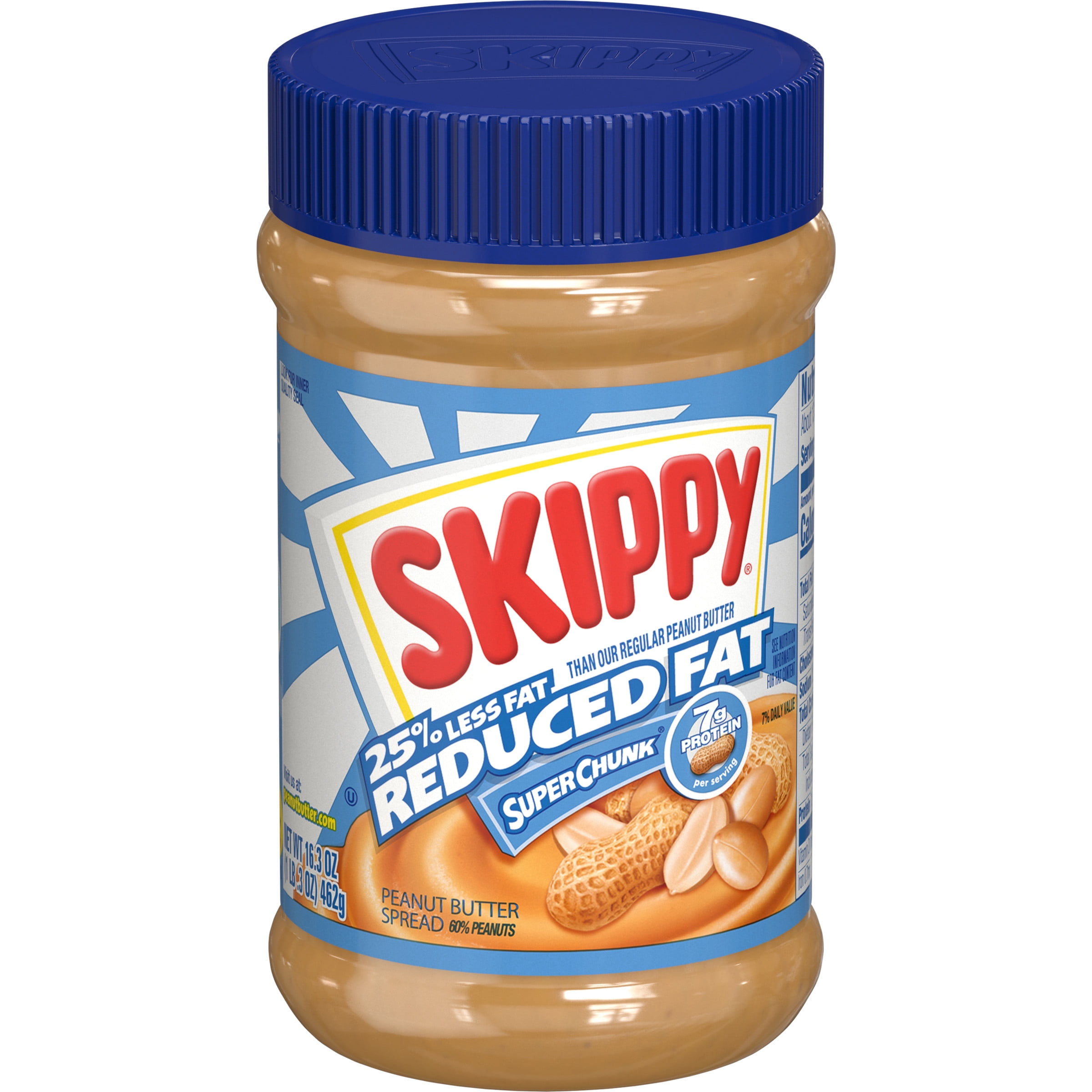 SKIPPY SUPER CHUNK Reduced Fat Peanut Butter Spread, Plastic Jar 16.3 ...
