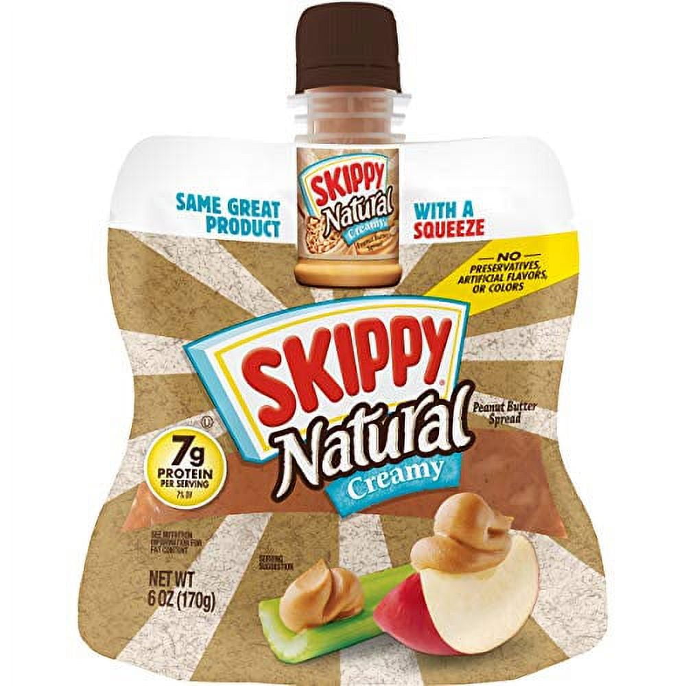 SKIPPY Squeeze Natural Creamy Peanut Butter, 6 Ounce (Pack of 6 ...