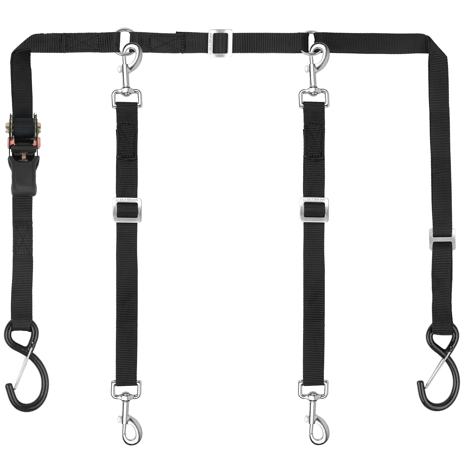 SKIPWALL Truck Bed Dog DMF15 Tether for Two Dogs,Ratchet Tightening ...