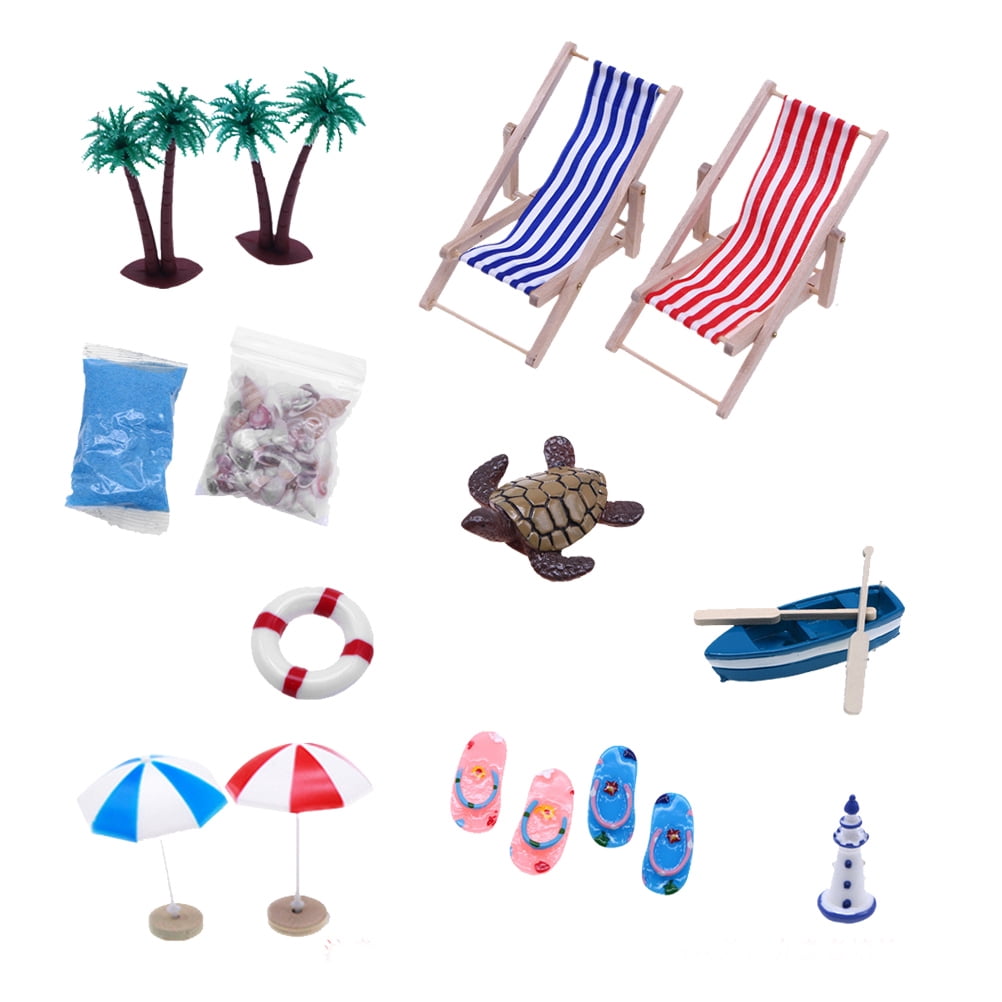 SKISUNO 1 Set Beach Mini House Decoration Assorted Color Plastic Wood ...