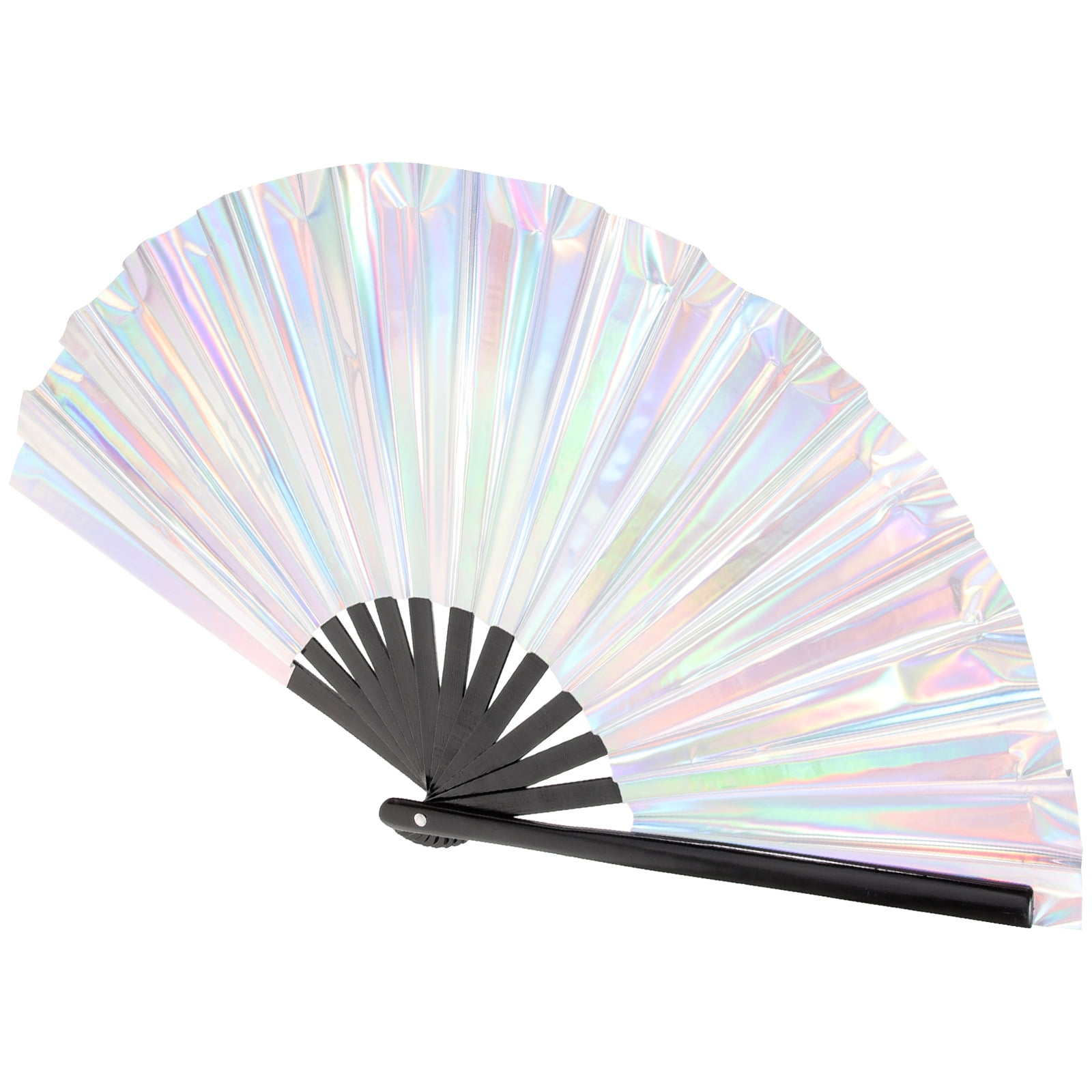 HOOWIFFY Folding Hand Fan Multi Color PVC Bamboo Compact Design for ...