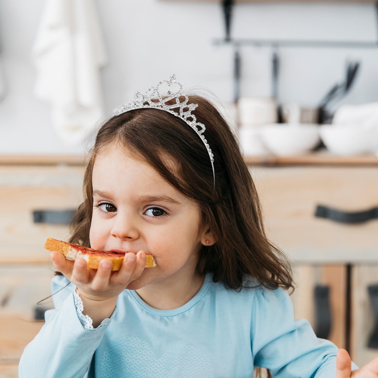 SKISUNO 1Pcs Heart Shaped Crown Metal Silver for Kids Birthday Crown ...