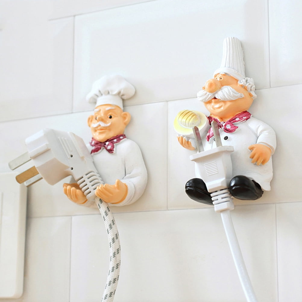 SKISUNO 1Set Cartoon Chef Figurine Power Cable Plug Hook for Kitchen ...