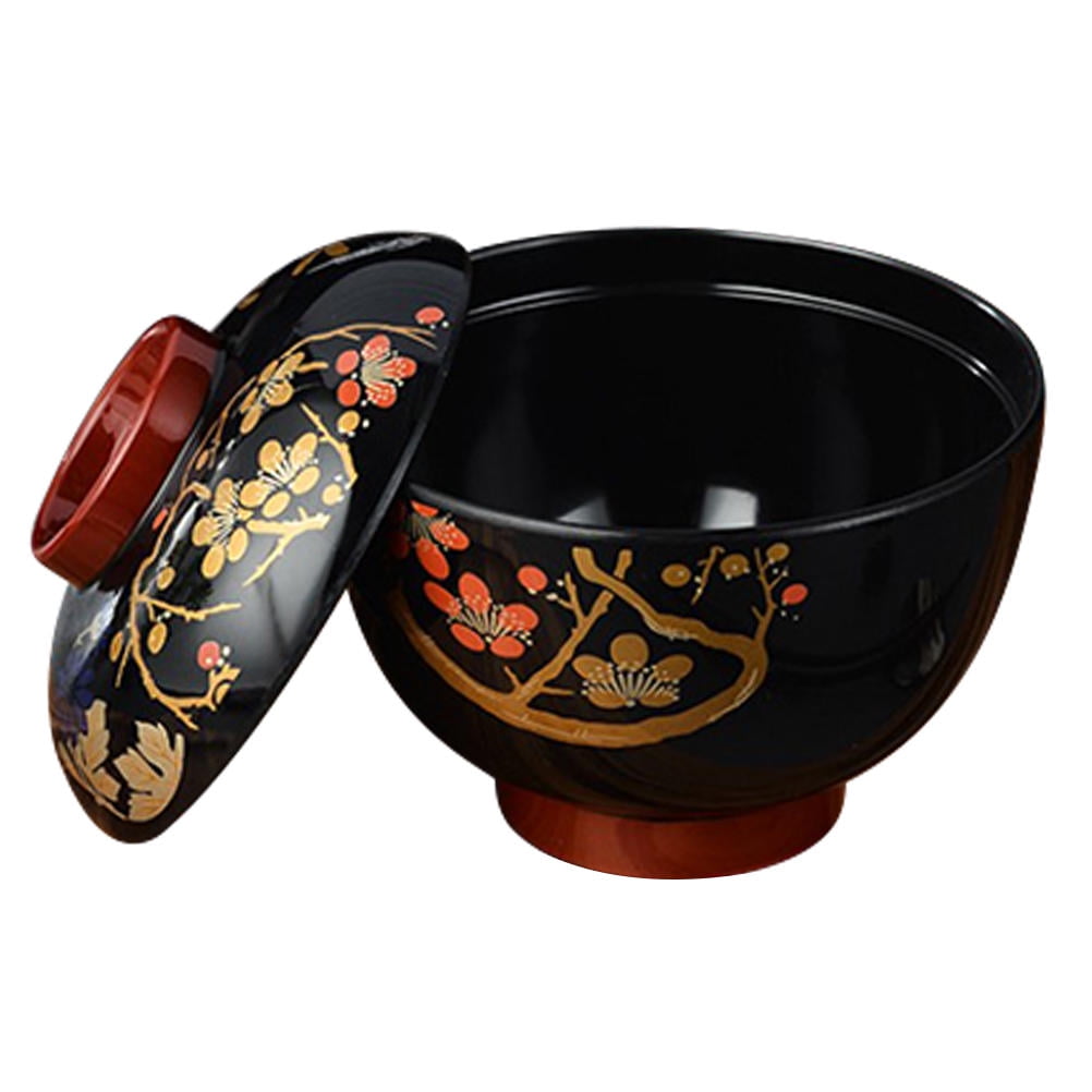 SKISUNO 1Set Japanese Style Bowl with Lid for Ramen Soup Black Heat ...