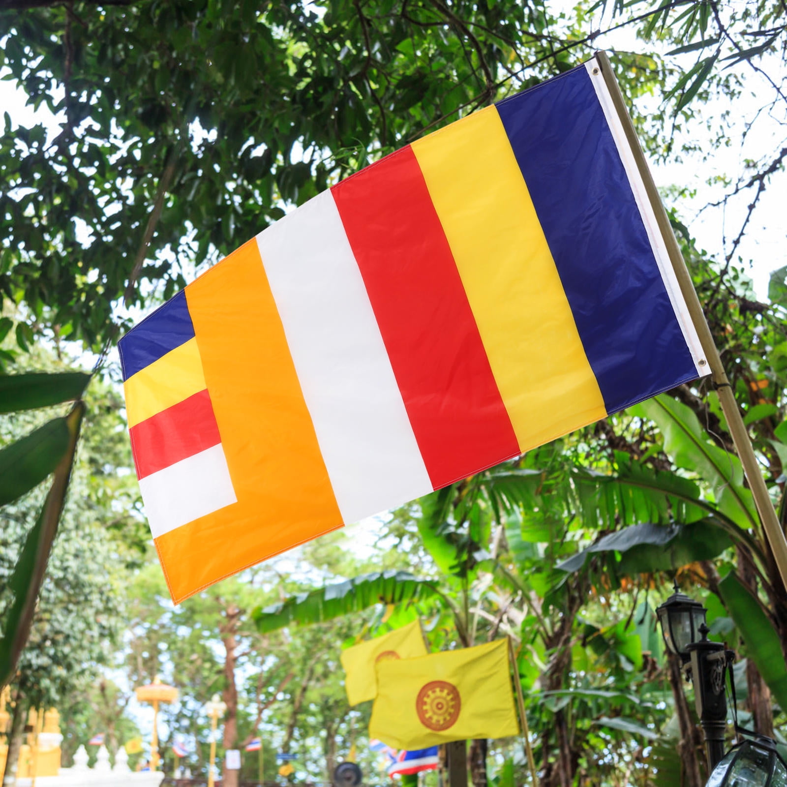 SKISUNO 1Set Multi Colored Buddhist Flag Rectangular For Indoor And ...