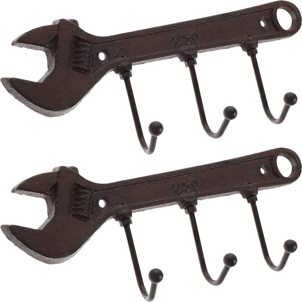SKISUNO 2Pcs Cast Iron Wrench Shape Hooks For Wall Mounting Keys In Mudroom - Walmart.com