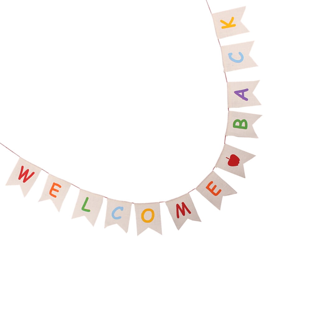 SKISUNO 3.35m Long Welcome Back Letters School Banner Swallow Tail Jute ...