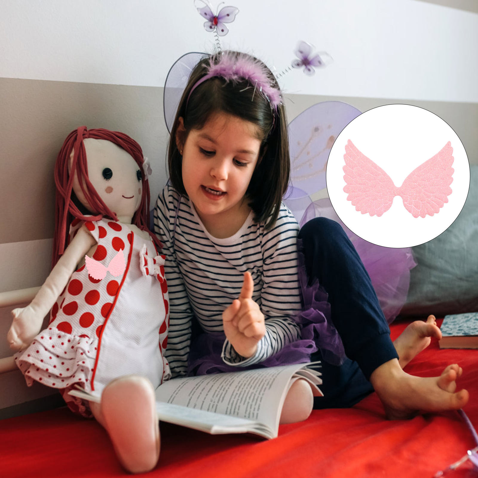 SKISUNO 30Pcs Pink Wing Decor for Kids and Women DIY Enthusiasts ...