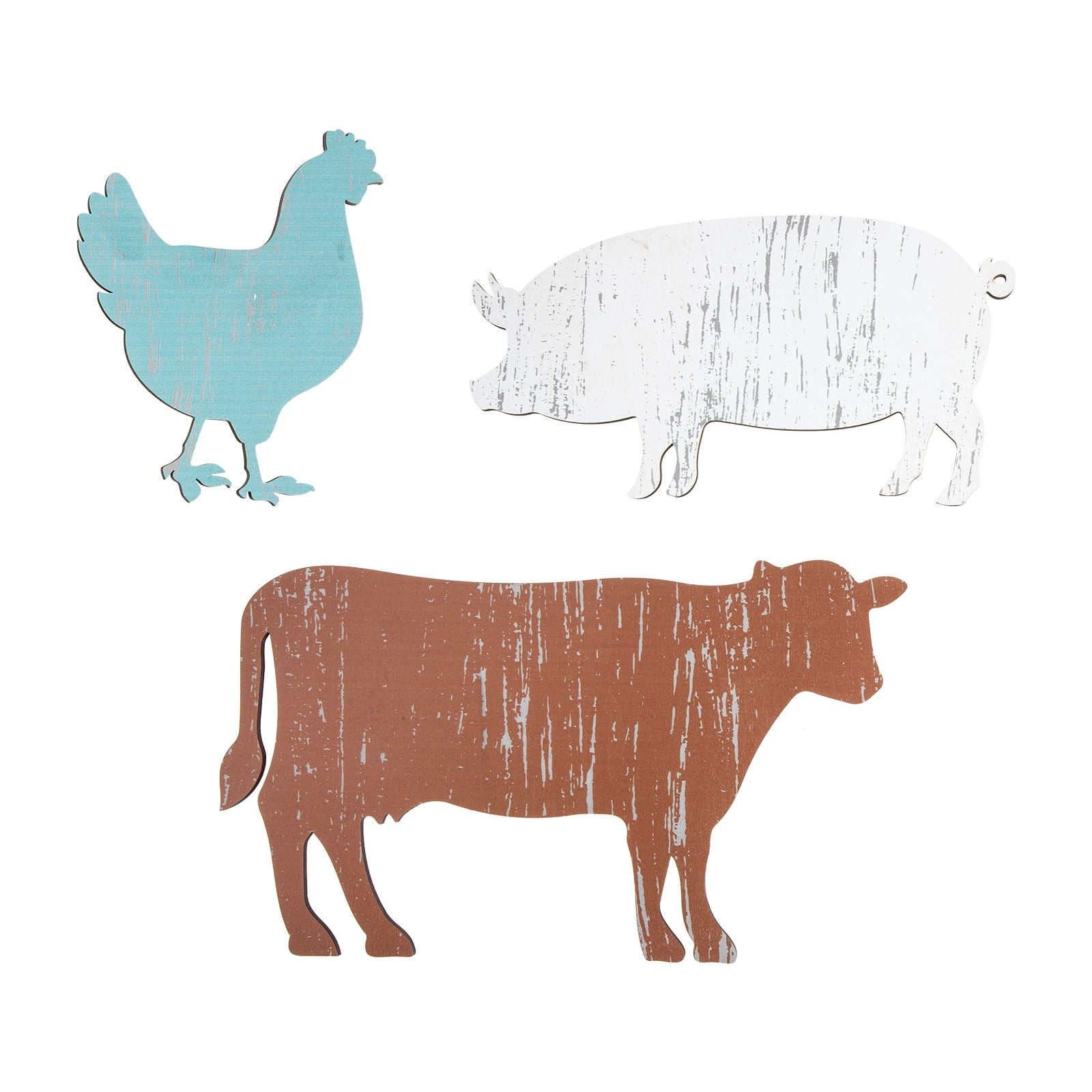 SKISUNO 3Pcs Farmhouse Animal Wood Signs Chicken Pig Cow Shaped Rustic ...