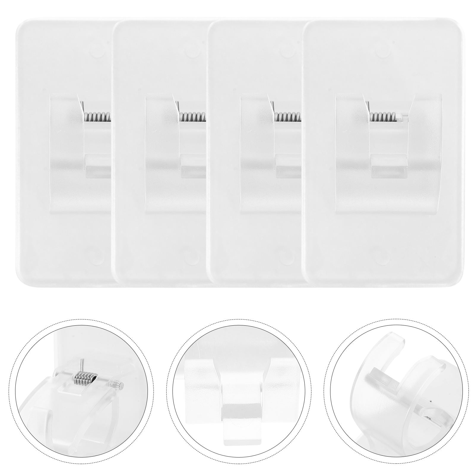 SKISUNO 4Pcs White Curtain Rod Brackets Plastic Self Adhesive Support ...