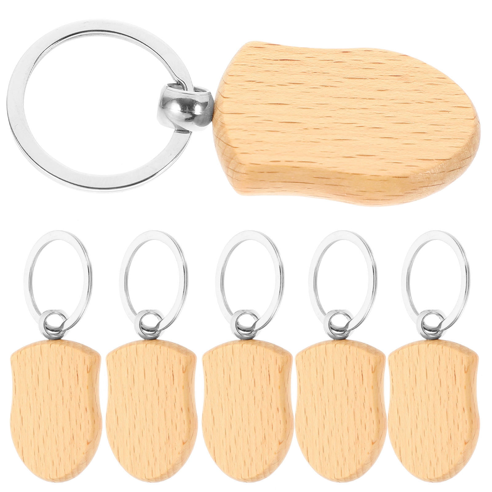SKISUNO 6Pcs Engravable Wooden Keychain Blanks Light Brown Rectangular ...