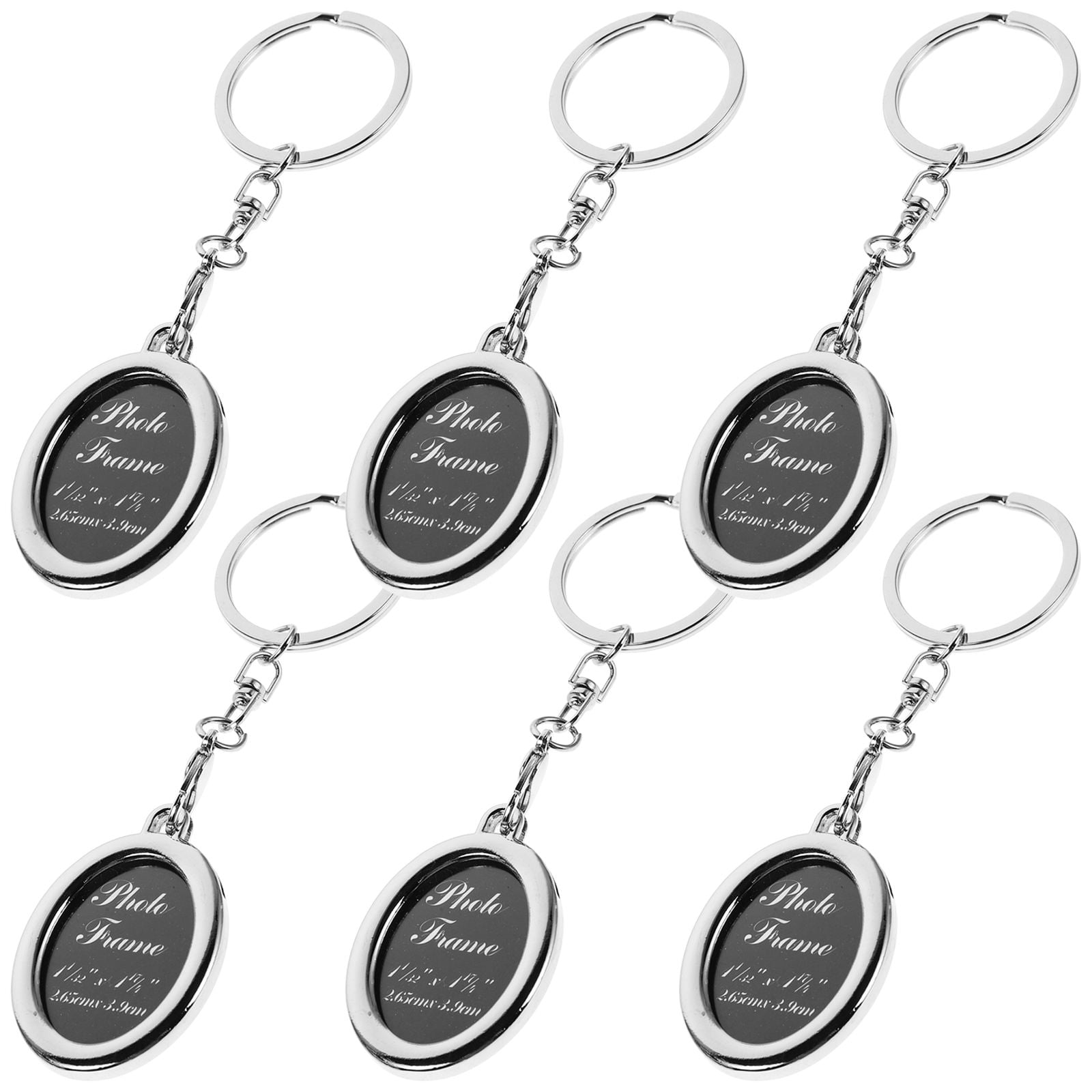 SKISUNO 6Pcs Silver Metal Key Rings for Couples with Ellipse Shape and ...