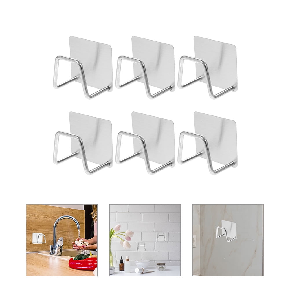 SKISUNO 6Pcs Silver Stainless Steel Sponge Holders Wall Mount Space ...