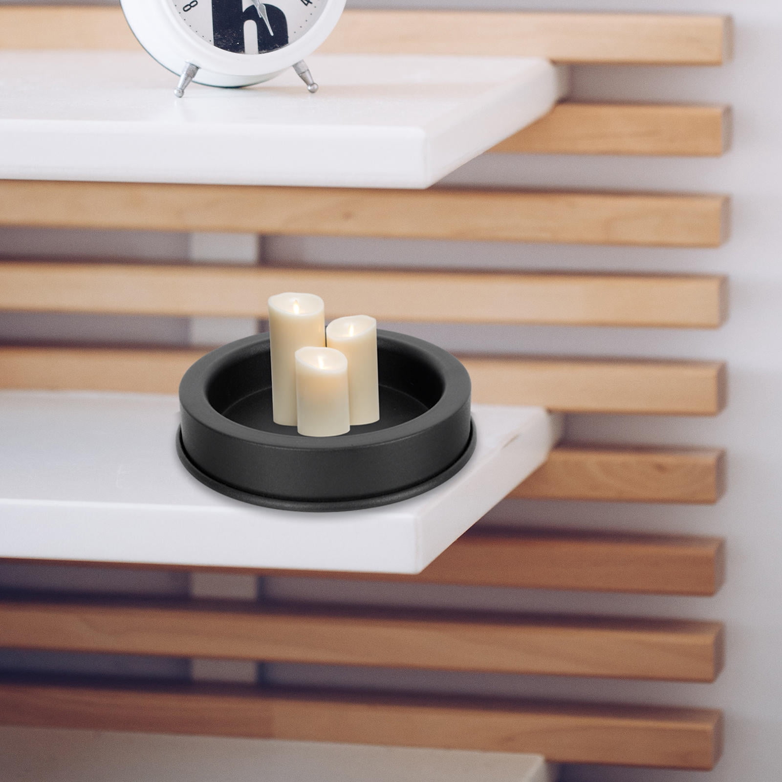 SKISUNO Black Iron Candlestick Plate for Wedding and Event Decorations ...