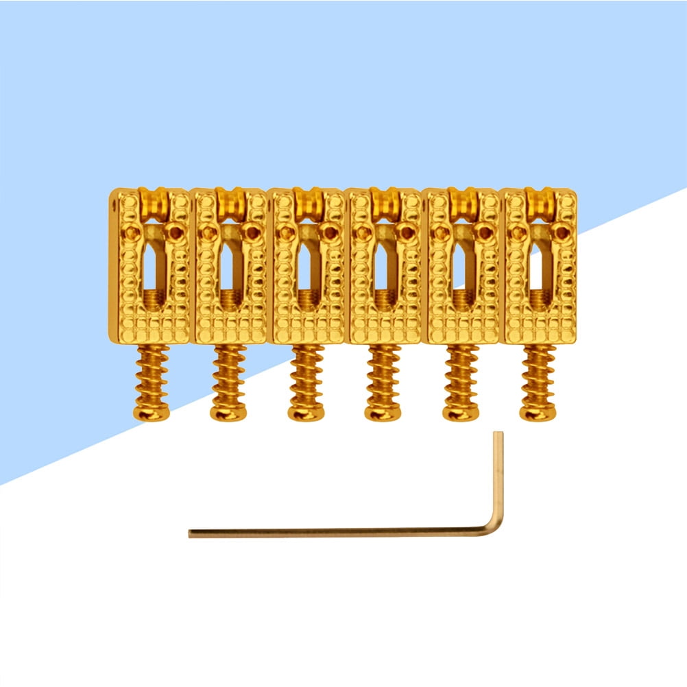 SKISUNO Electric Guitar Bridge String Saddles 6Pcs Golden Metal Roller ...