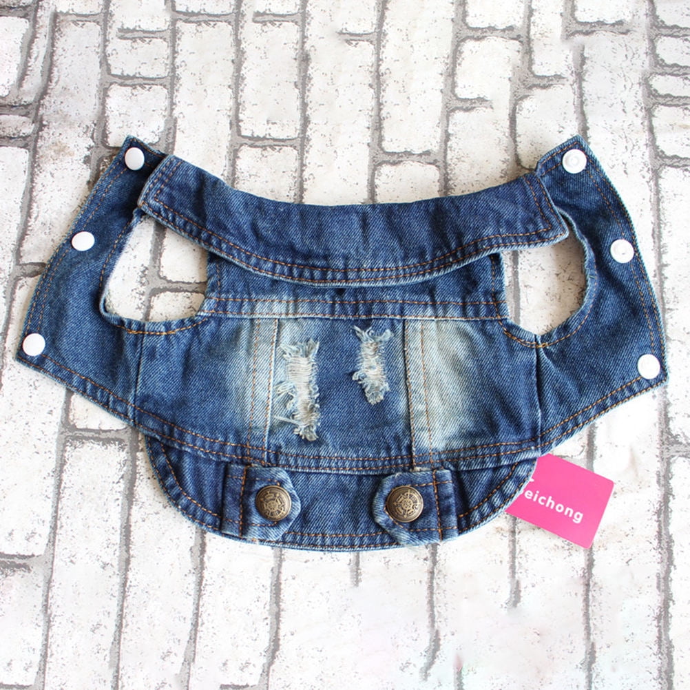SKISUNO Pet Clothing 1Pack Blue Denim Waistcoat for Small Dogs Outdoors ...