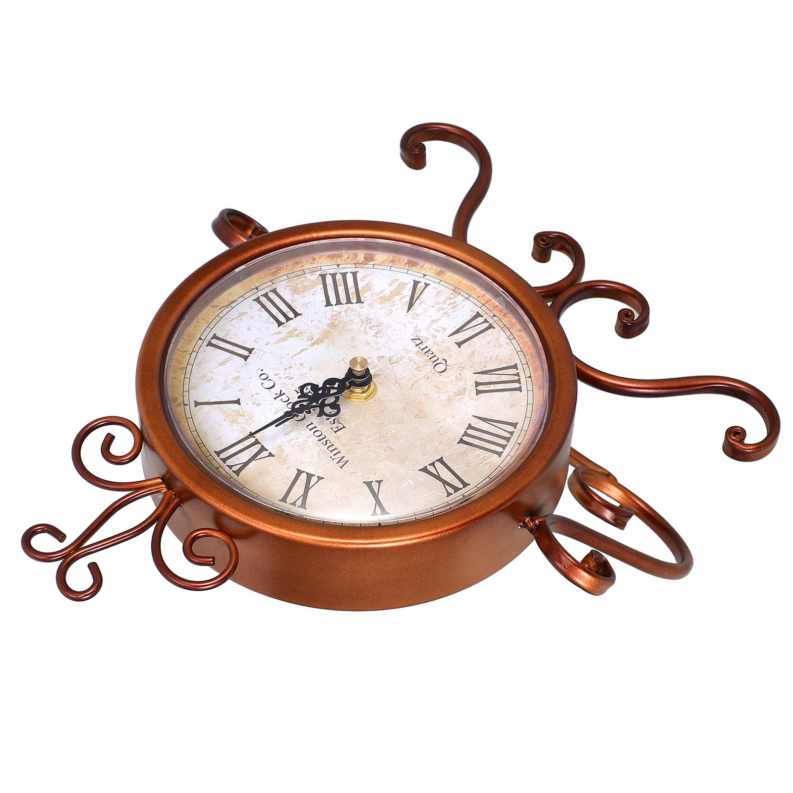SKISUNO Table Clock Iron Craft Square Shape Retro Style for Home Desk ...