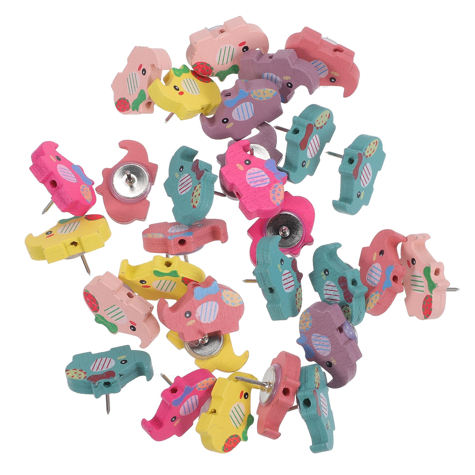 SKISUNO Thumbtack Elephant Shape 30Pcs Decorative Wood Alloy Assorted ...