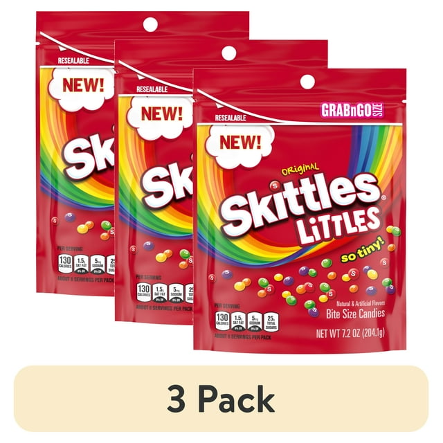 (3 pack) Skittles Littles Original Chewy Candy, Grab N Go - 7.2 oz ...