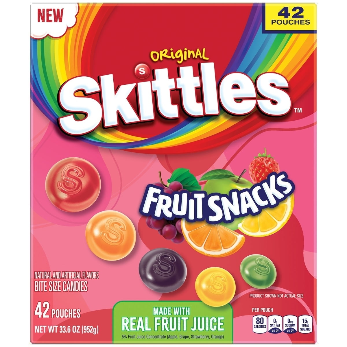 Skittles Fruit Snacks, Original, 0.8 Ounce (Pack of 42) - Walmart.com