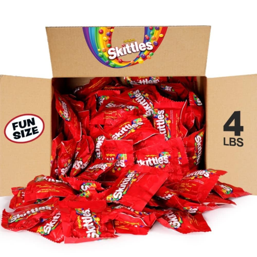 SKITTLES Original Fun Size Summer Chewy Candy, 4LB Bulk Candy Box ...