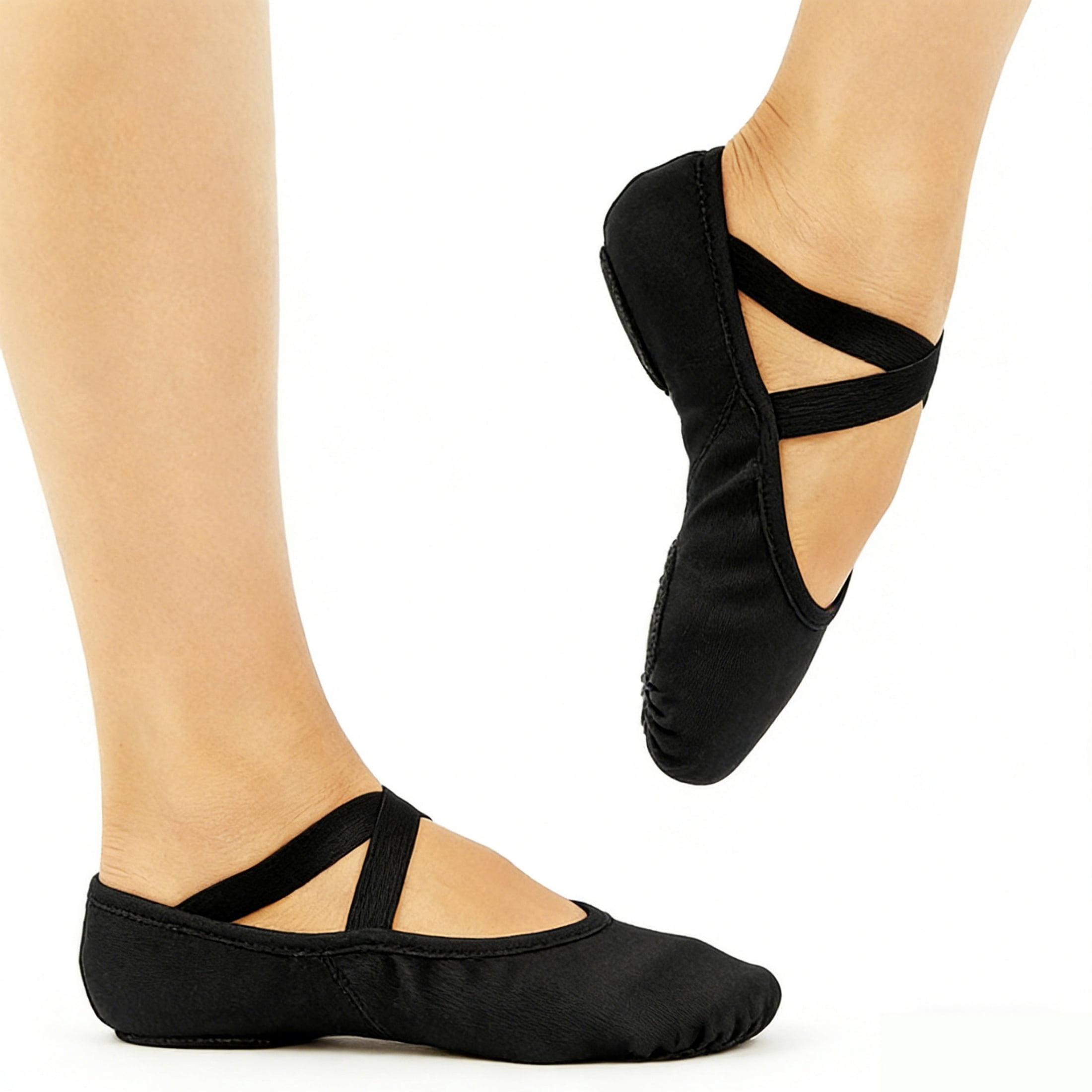 SKIUHS Women's Slip-On Crisscross Strap Ballet Dance Shoes – Round Toe ...