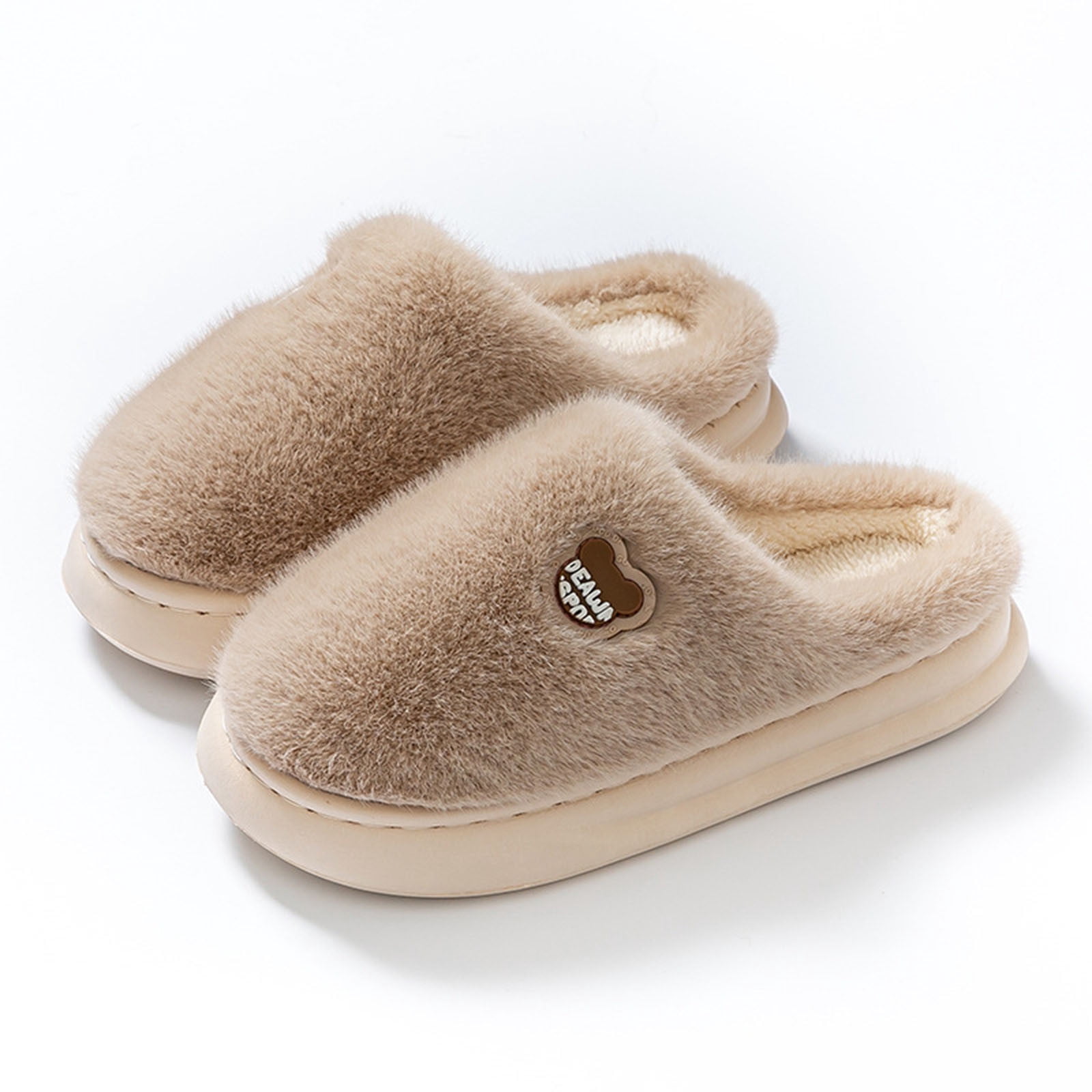SKIYLEVZ Fuzzy Slippers for Women Cozy Flat Platform House Slippers ...