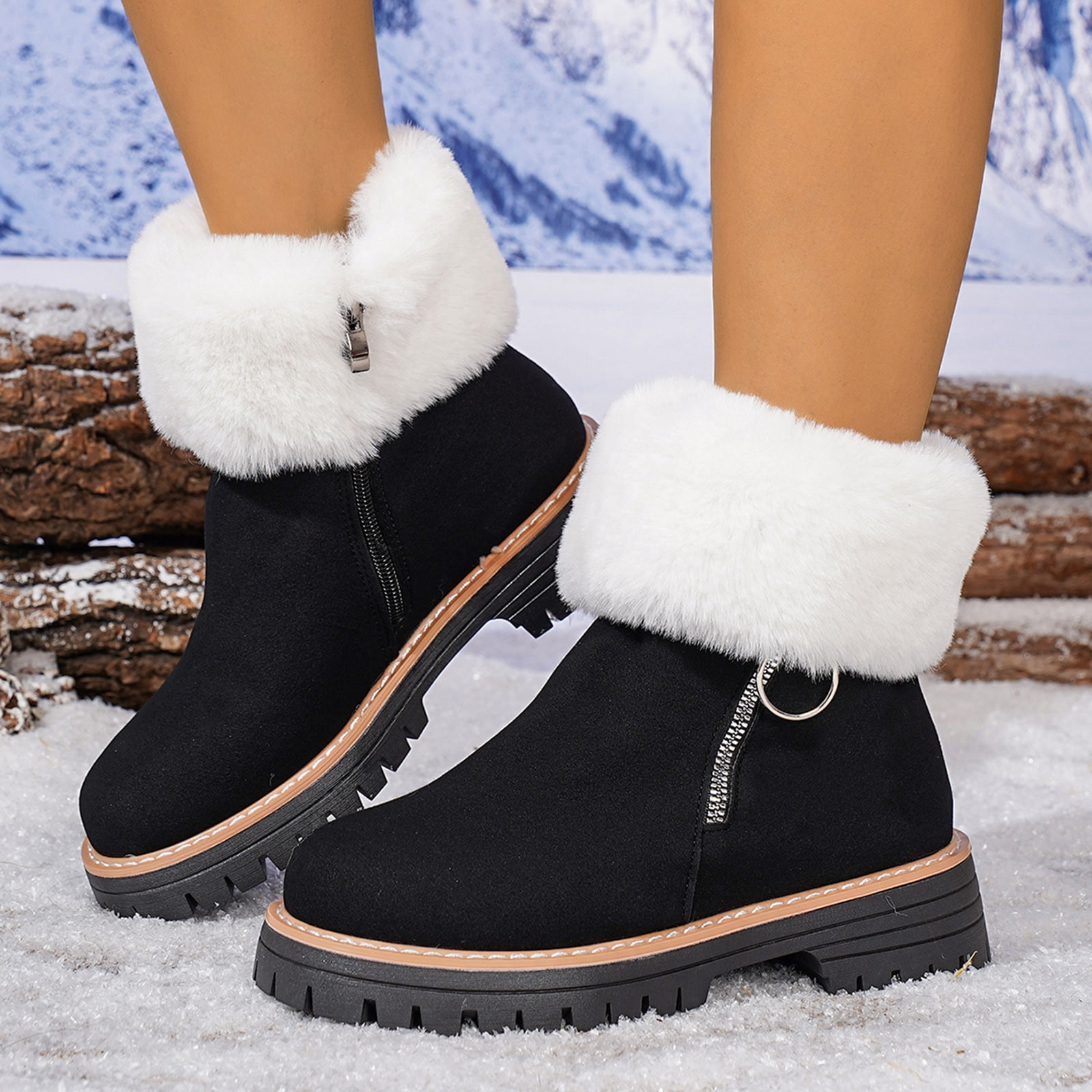 SKIYLEVZ Women's Snow Boots Warm Winter Fashion Boots Breathable ...