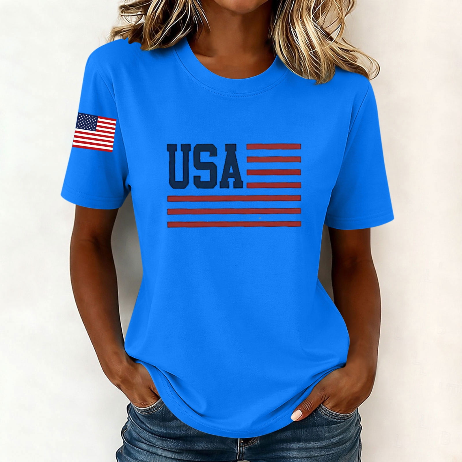 SKIYLEVZ Women's T-shirts 4th of July Independence Day Shirt with Stars ...