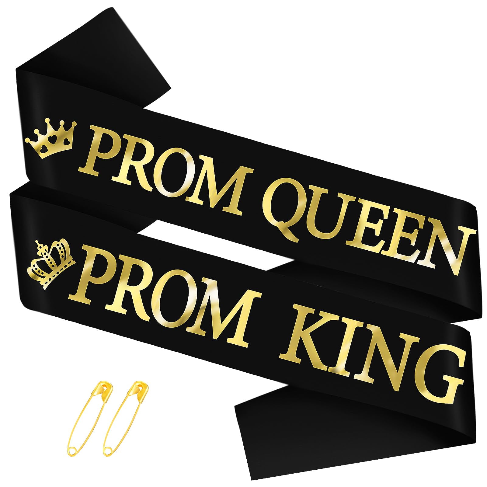SKJIAYEE 2 Pack Prom King and Prom Queen Sashes, Black Prom Sash with ...