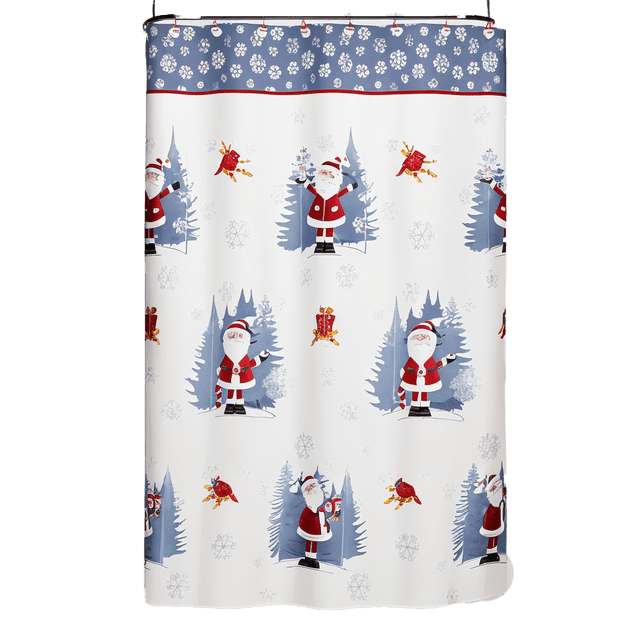 SKL Christmas Shower Curtain and Hook Set with Santa Theme 70x72 inch ...