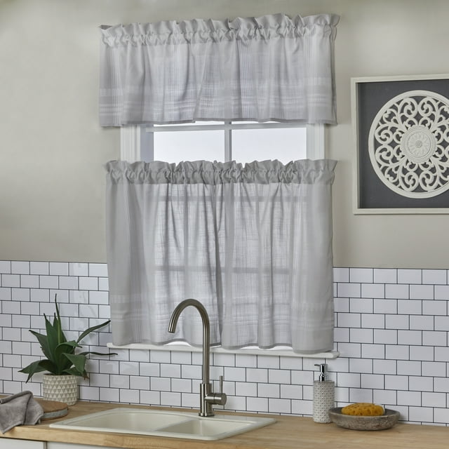 SKL Home Adelyn Tier Curtain Pair, Gray, 56x24 - Walmart.com