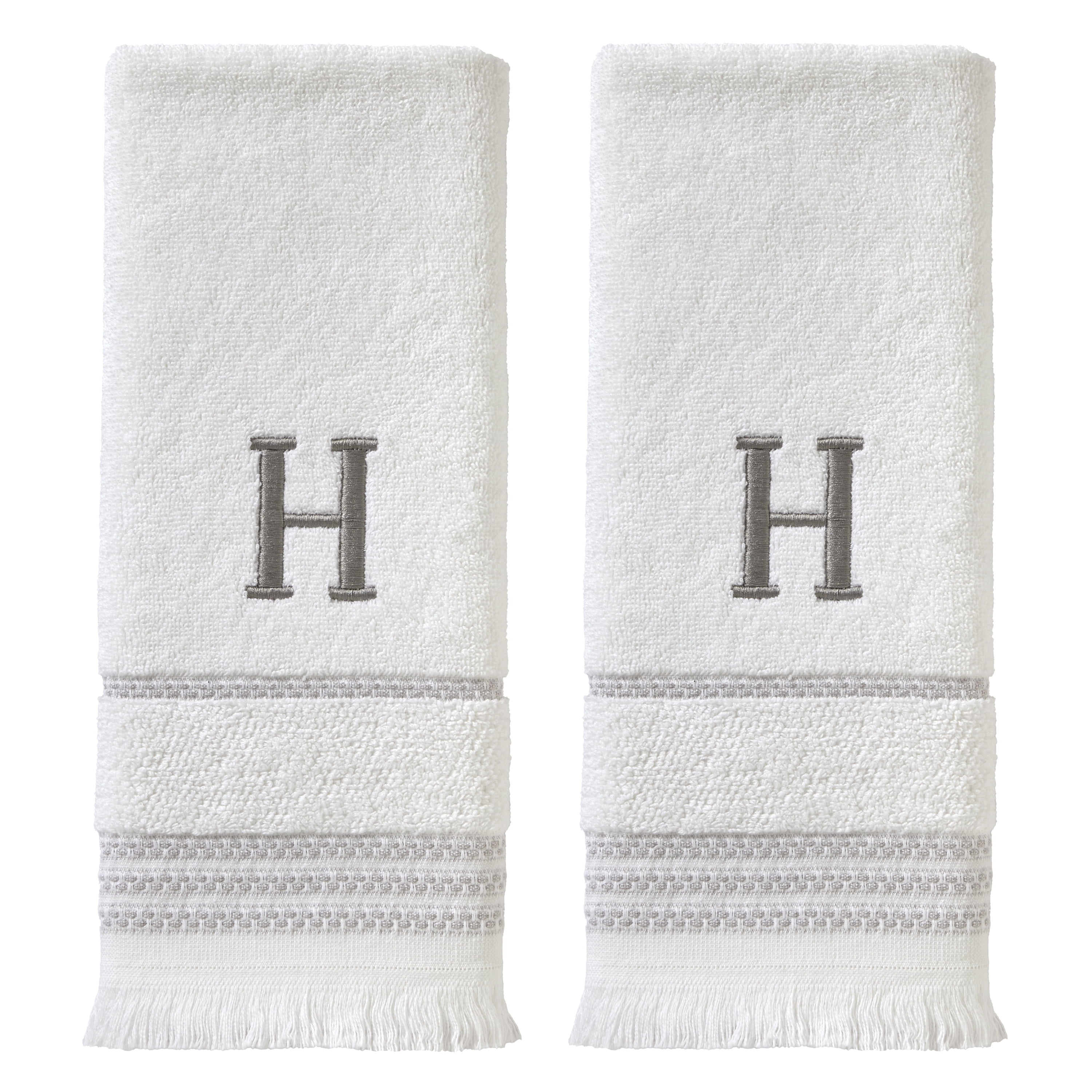 SKL Home Casual Monogram Hand Towel (2-Pack), "H", White - Walmart.com
