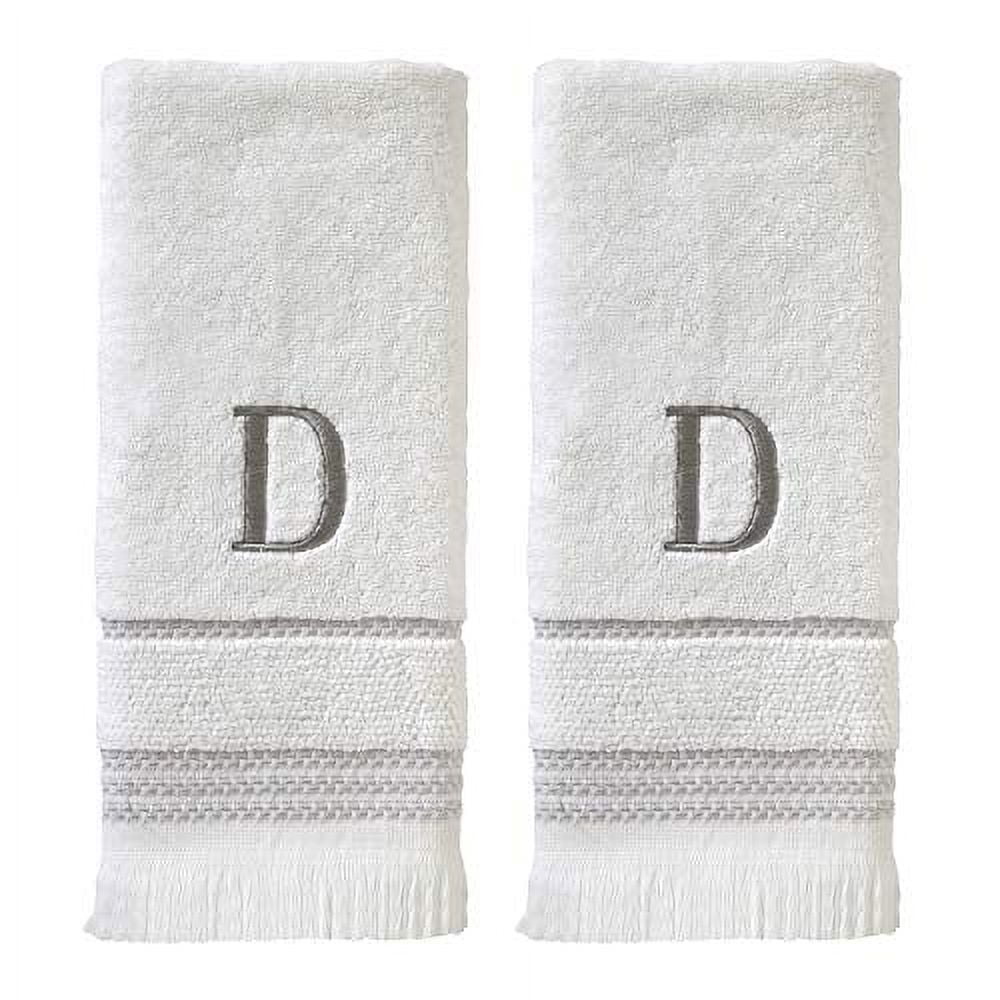 SKL Home Casual Monogram .. Hand Towel Set, D, .. 16x26, White 2 Count ...