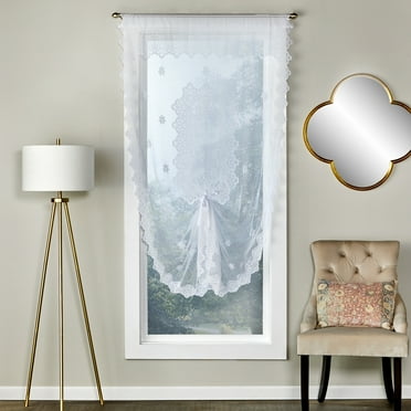 No. 918 Alison Floral Lace Sheer Rod Pocket Window Tie-up Shade, 58"x64 ...