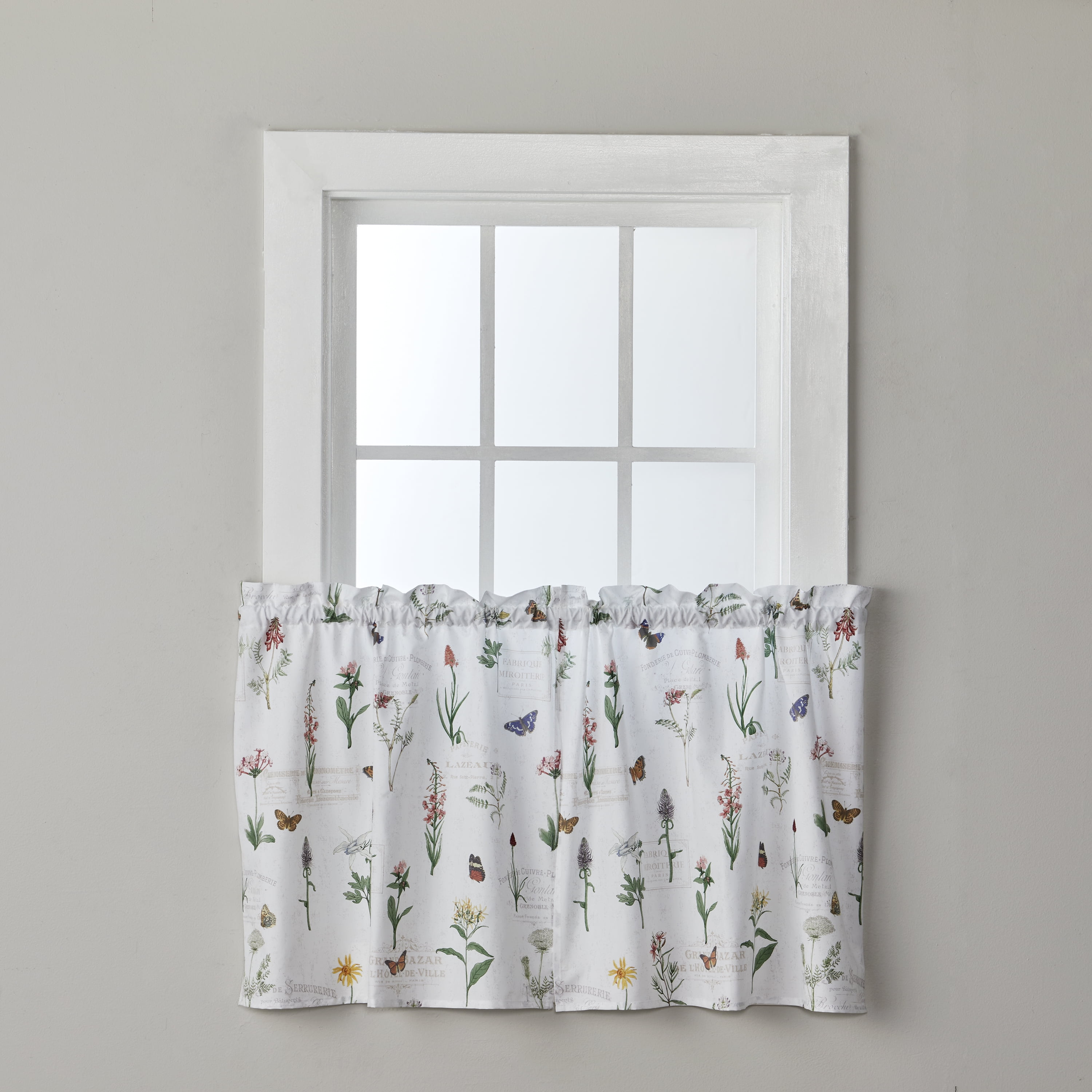 SKL Home Wildflower Script Tier Curtain Pair, Multi, 57x24 - Walmart.com