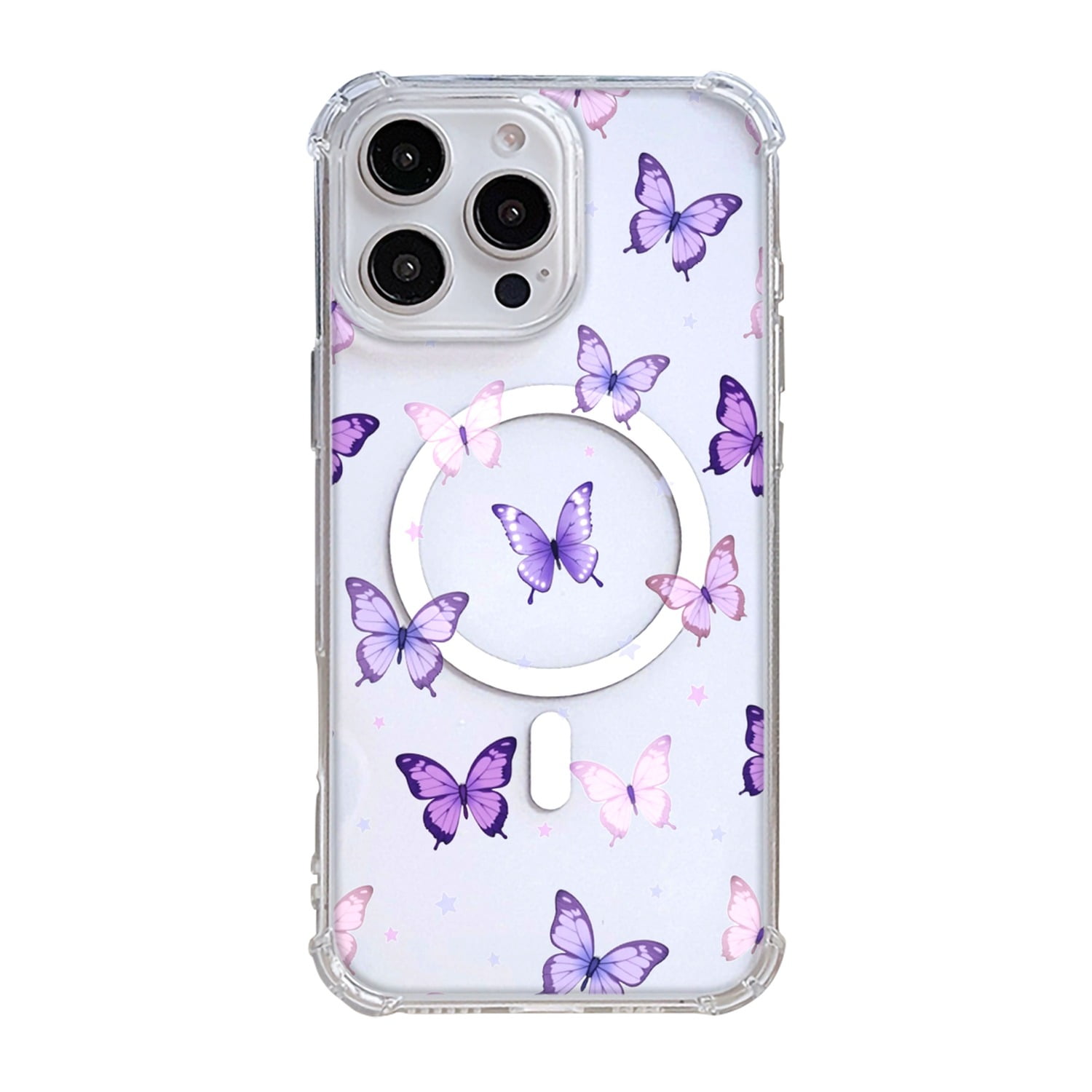 SKLYDDI Clear Airy Purple & Pink Butterfly for iPhone 11 Pro Case - Cosmic Butterflies & Stars ...
