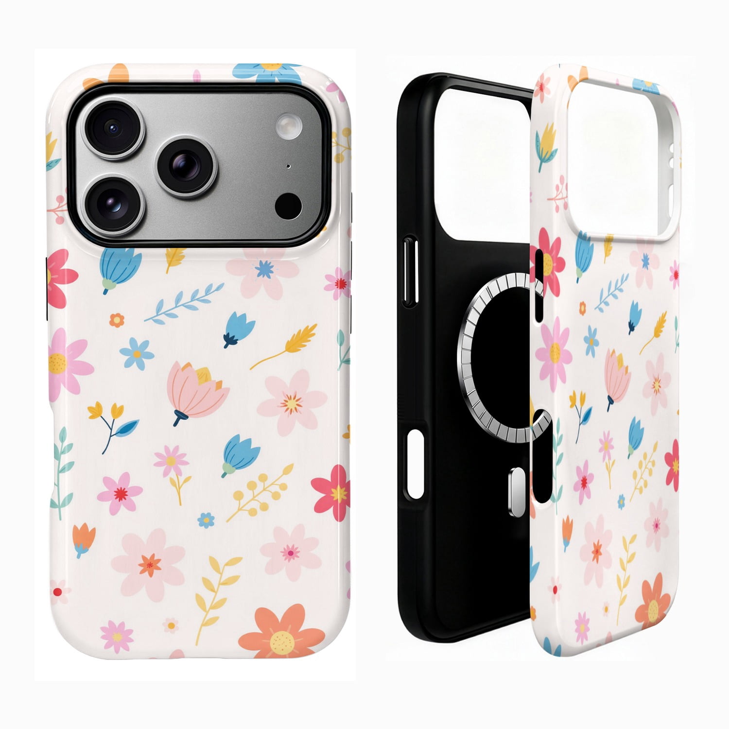 SKLYDDI Cute Aesthetic Floral Case for iPhone 14 Pro, Compatible with ...